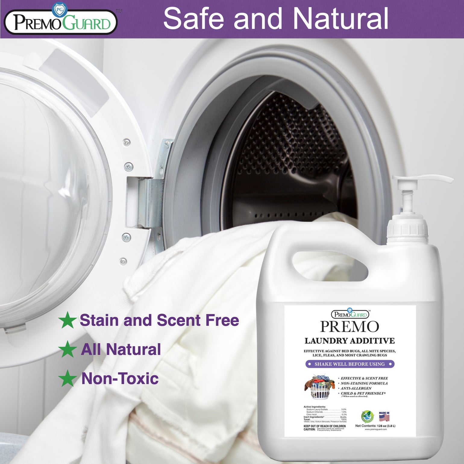 Bed Bug & Mite Killer Laundry Additive - 128 oz - All Natural Non-Toxi ...